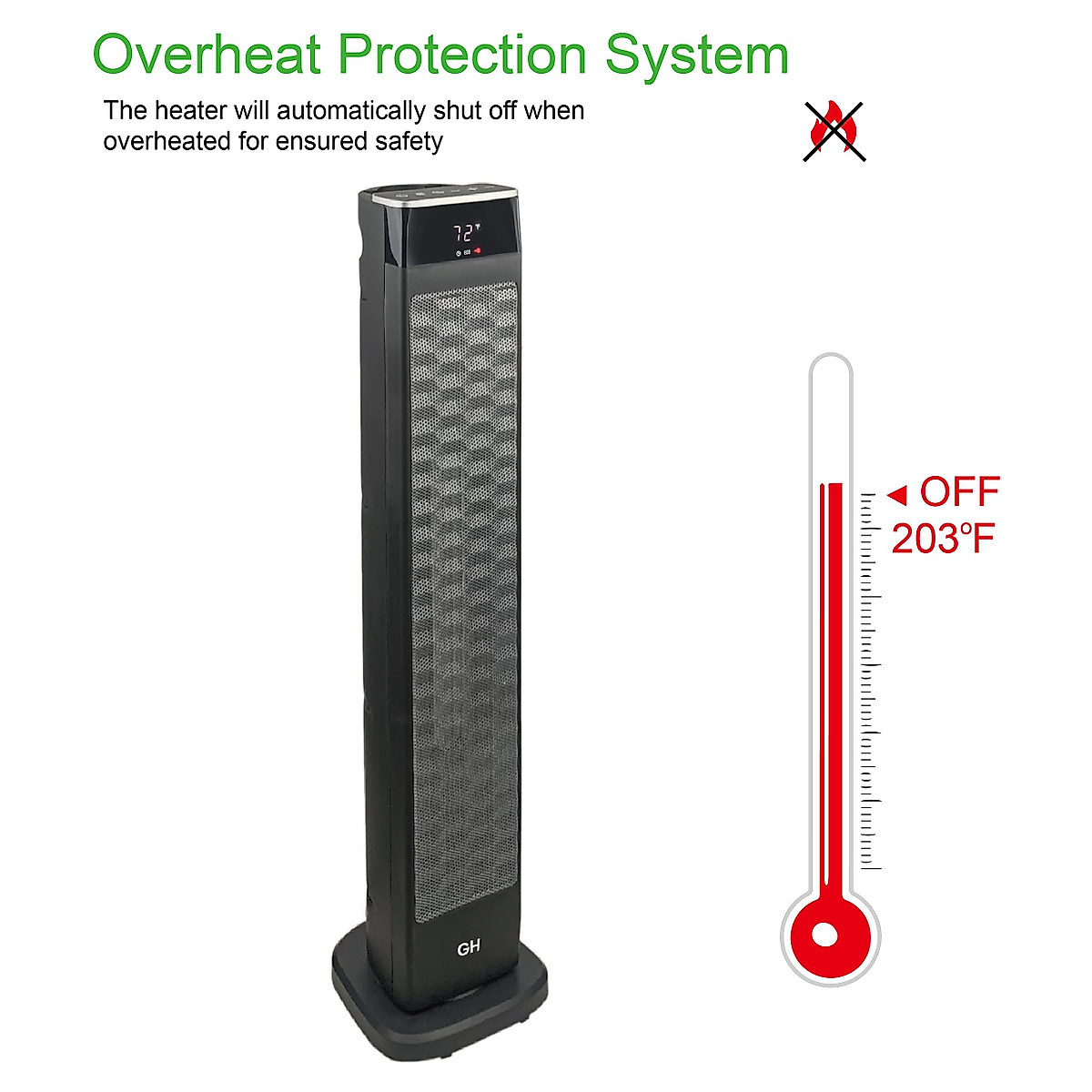 Good Housekeeping's Digital 30" Oscillating Ceramic Tower Room Space Heater with Remote Control