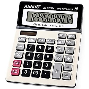 Calculator, Standard Function Desktop Calculator with 12-Digit Large LCD Display and Big Sensitive Computer Keys, Solar Battery Dual Power Calculator，Easy to use Basic Calculator