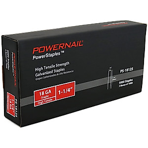 Powernail PS18125 18 Gauge 1/4 Inch Crown 1-1/4 Inch Length Chisel Point Narrow Crown Staples (Case, 30000ct)