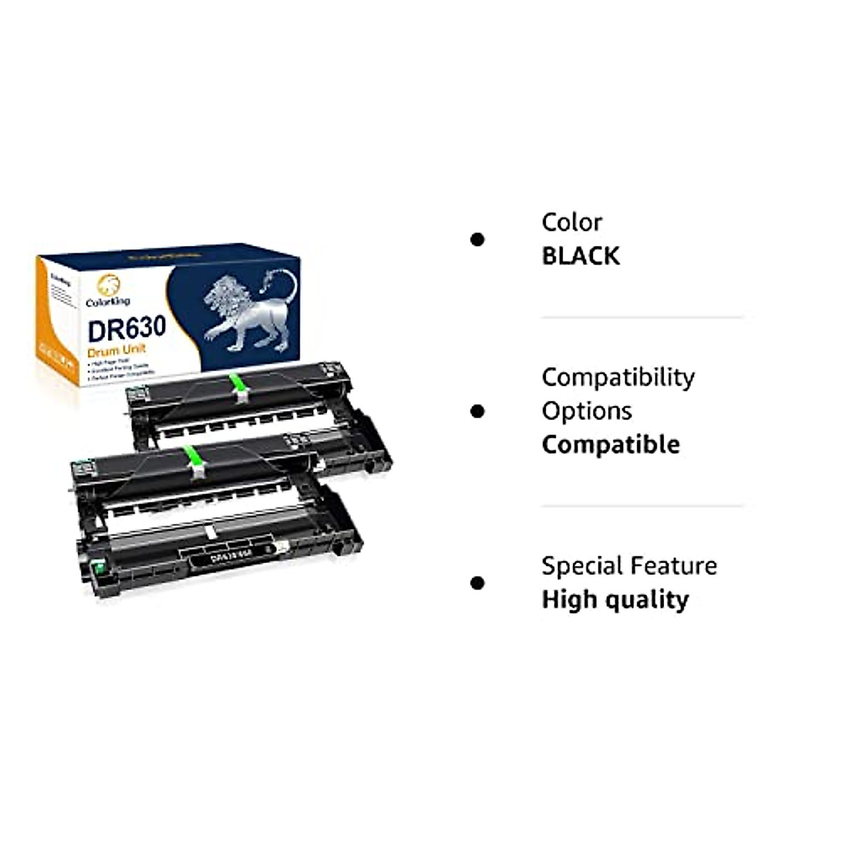 Colorking Compatible Drum Unit Replacement for Brother DR630 DR-630 for HL-L2300D HL-L2320D HL-L2380DW HL-L2340DW HL-L2305W HL-L2360DW DCP-L2540DW MFC-L2740DW MFC-L2720DW MFC-L2700DW Printer (2 Pack)