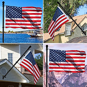 HOOSUN 6 FT Flag Pole Kit with 2 Rotating Rings and Flag Pole Clips,Flag Poles for Outside House,Black Stainless Steel Adjustable Pole for Commercial Or Residential