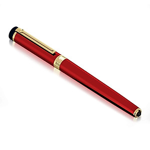 Dryden Designs Fountain Pen - Medium Nib | Includes 24 Ink Cartridges (12 Black 12 Blue) and Ink Refill Converter | Calligraphy Pen, Consistent Writing, Smooth Flow -Royal Red