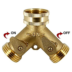 ATDAWN 2 Way Brass Hose Splitter, 3/4" Brass Hose Connectors, Y Connector Garden Hose Adapter, 2 Pack