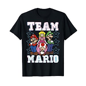 Super Mario Team Mario Group Shot Star Background Poster T-Shirt