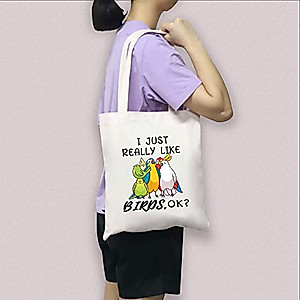 BDPWSS Parrots Lover Gift Parrot Tote Bag Bird Watching Gift i Just Really Like Birds Parrot Cockatoo Ornithologist Gift (Really like birds TG)