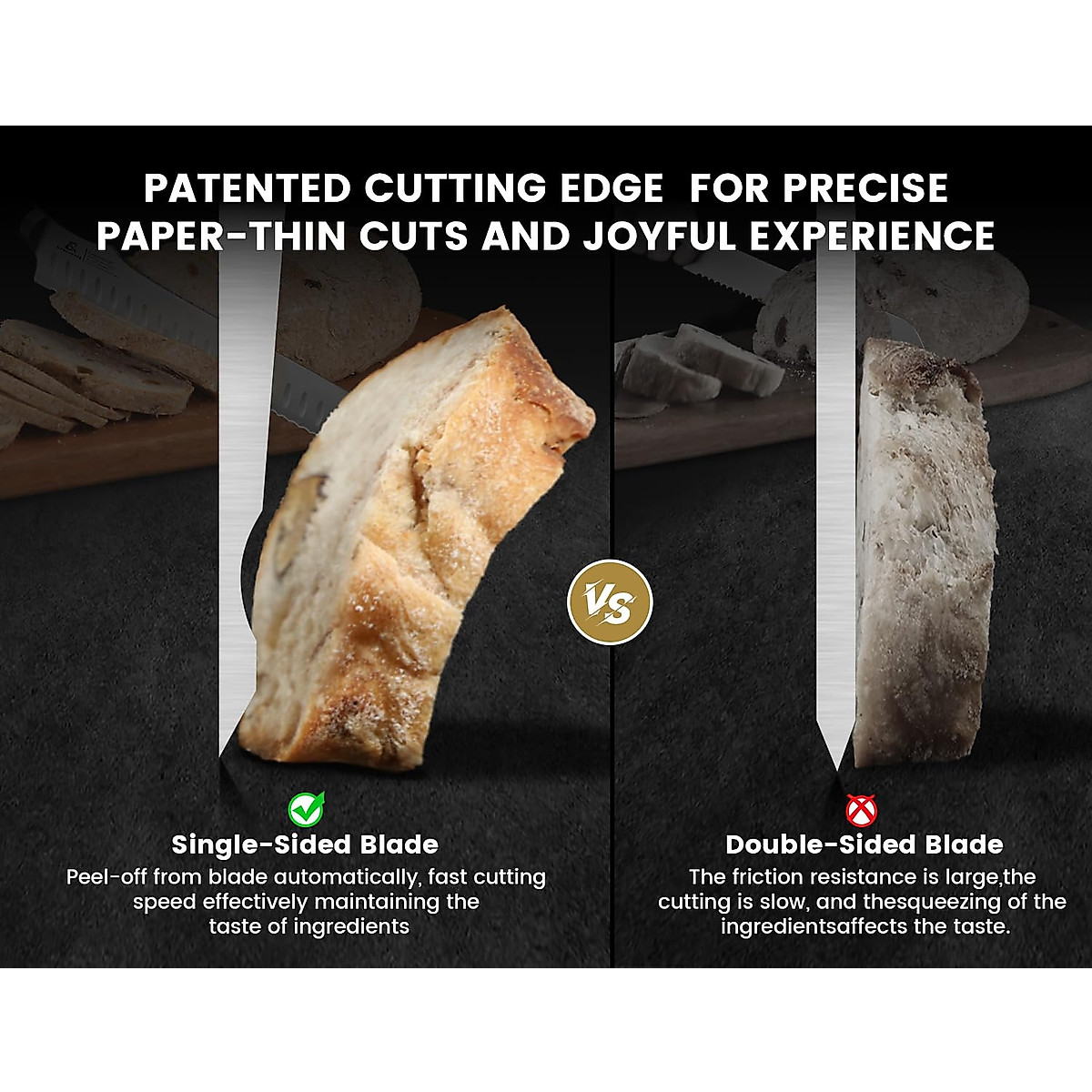 CoquusAid Bread Knife for Homemade Bread, 10.6 Inch Multifunction Serrated Knife, Razor Sharp Slicer, Forged High Carbon German Steel, Full Tang Ergonomic Handle Design for Sourdough Turkey Fruit