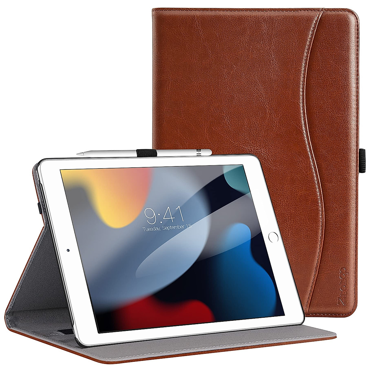 ZtotopCases for New iPad 9th/8th/7th Generation Case 10.2 Inch 2021/2020/2019, Premium PU Leather Folding Stand Cover for iPad 10.2" 9/8/7 Gen, Brown