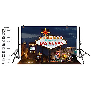 LFEEY 10x8ft Las Vegas Casino Backdrop City Night View Photography Backdrop American Famous Casino Photo Background for Birthday Party Events Studio Props