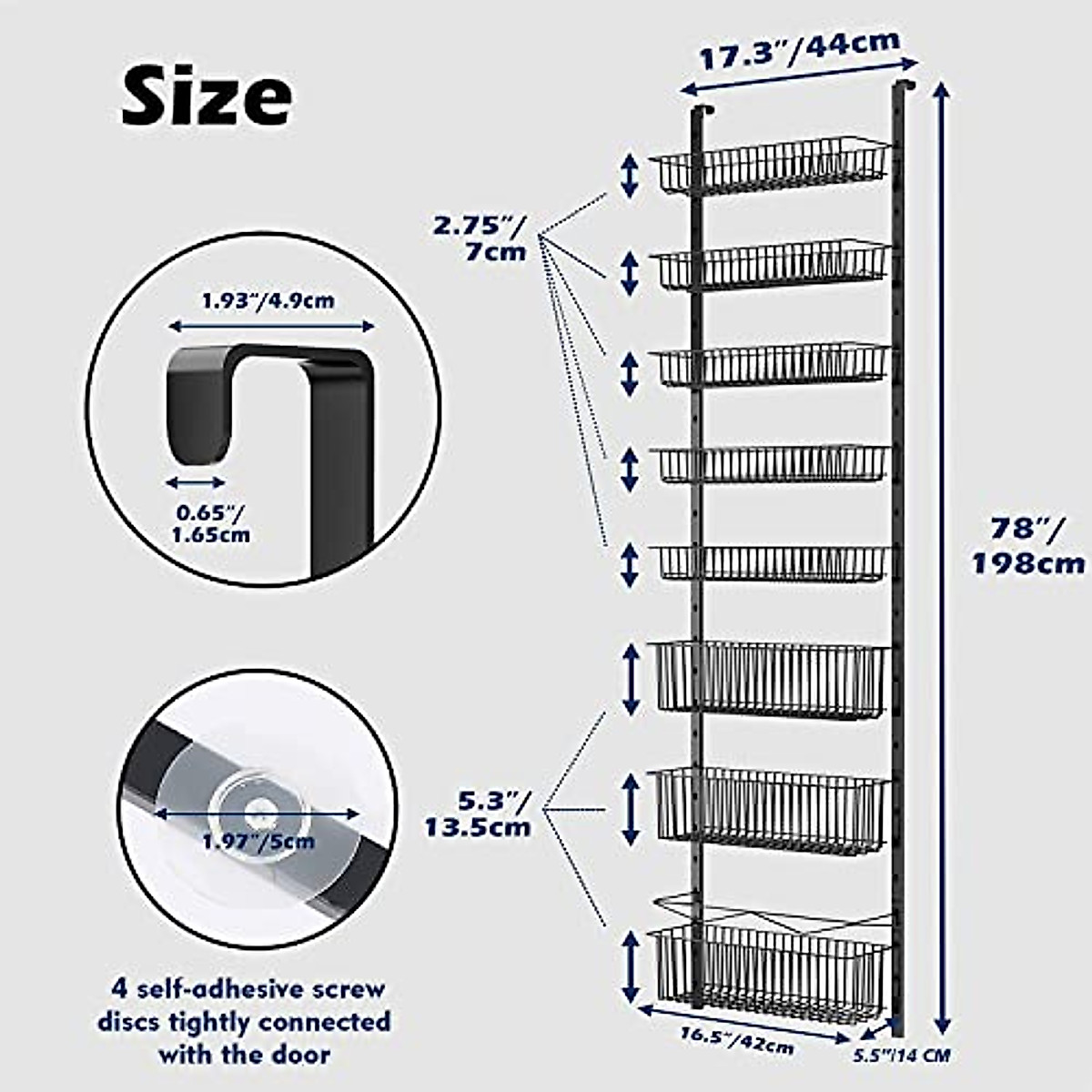 COVAODQ 8-Tier Pantry Door Organization and Storage Over the Door Pantry Organizer Metal Hanging Kitchen Spice Rack Can Organizer