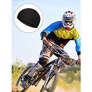 Boao 6 Pieces Skull Caps Helmet Liner Sweat Wicking Cap Running Hats Cycling Skull Caps for Men Women (Black, X-Large)
