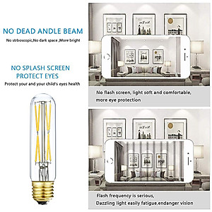 XININSUN T10 Led Bulb, 8W Dimmable Led Tubular Bulbs, 75-100 Watt Equivalent,4000K Daylight, 850lm, Clear Glass, E26 Base Lamp Bulb, for Cabinet Display Cabinet etc,No Flicker,3 Pack.