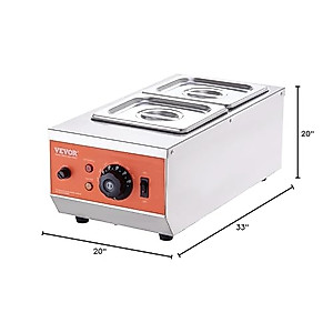 VEVOR Chocolate Tempering Machine, 9 Lbs 2 Tanks Chocolate Melting Pot with TEMP Control 86~185℉, 800W Stainless Steel Electric Commercial Food Warmer For Chocolate/Milk/Cream Melting and Heating