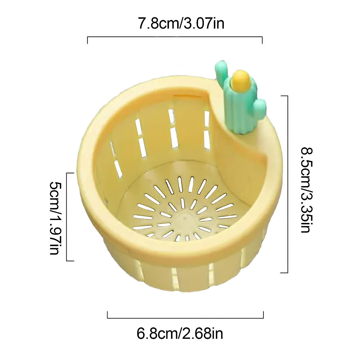 Kitchen Sink Strainer, Portable Sink Basket, Cartoon Cactus Design Stopper Drainer, Anti Clogging Sink Stopper, Bathroom Sink and Bathtub Drain Strainers for Easy Cleaning (Yellow)
