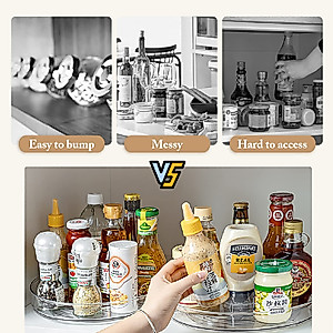 URALFA 9 Inch Lazy Susan Spice Rack Organizer, 360 Degree Rotating Round Lazy Susan Turntable for Cabinet, 2-Pack, Clear