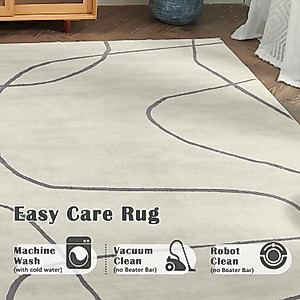 jinchan Area Rug 4x6 Washable Rug Abstract Rug Grey Gray Rug Aesthetic Minimalist Rug Indoor Floor Cover Carpet Thin Rug Accent Modern Rug Lightweight Kitchen Living Room Bedroom Dining Room Office