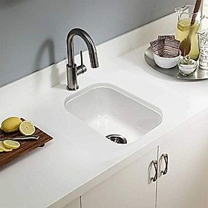 Houzer Platus Fireclay Bar Sink - 13 Inch Undermount Single Bowl Sink for Kitchen or Bar, Durable, Chip and Crack Resistant, Essential for Home or Apartment - PTB-1318 WH