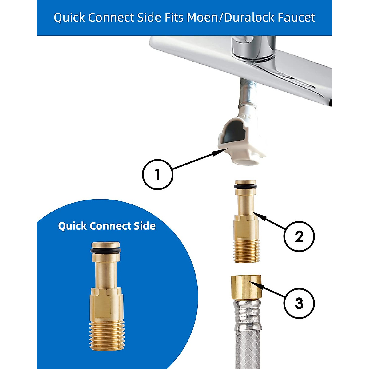 Kitchen Sink Side Sprayer with Quick Side Connector Compatible with Moen Faucet Sprayer Replacement, Kitchen Sink Faucet Sprayer Attachment with Water Hose/Holder, Brushed Nickel Finish