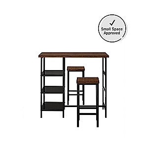 Dorel Living Cosmo 3-Piece Metal Pub Set With Wood Top, Dark Mahogany