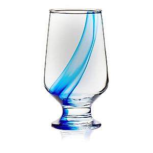 Libbey Blue Ribbon Goblet Glasses, Unique Blue Water Goblets Set of 8, Thick Stemmed Water Glasses for Sodas & Cocktails