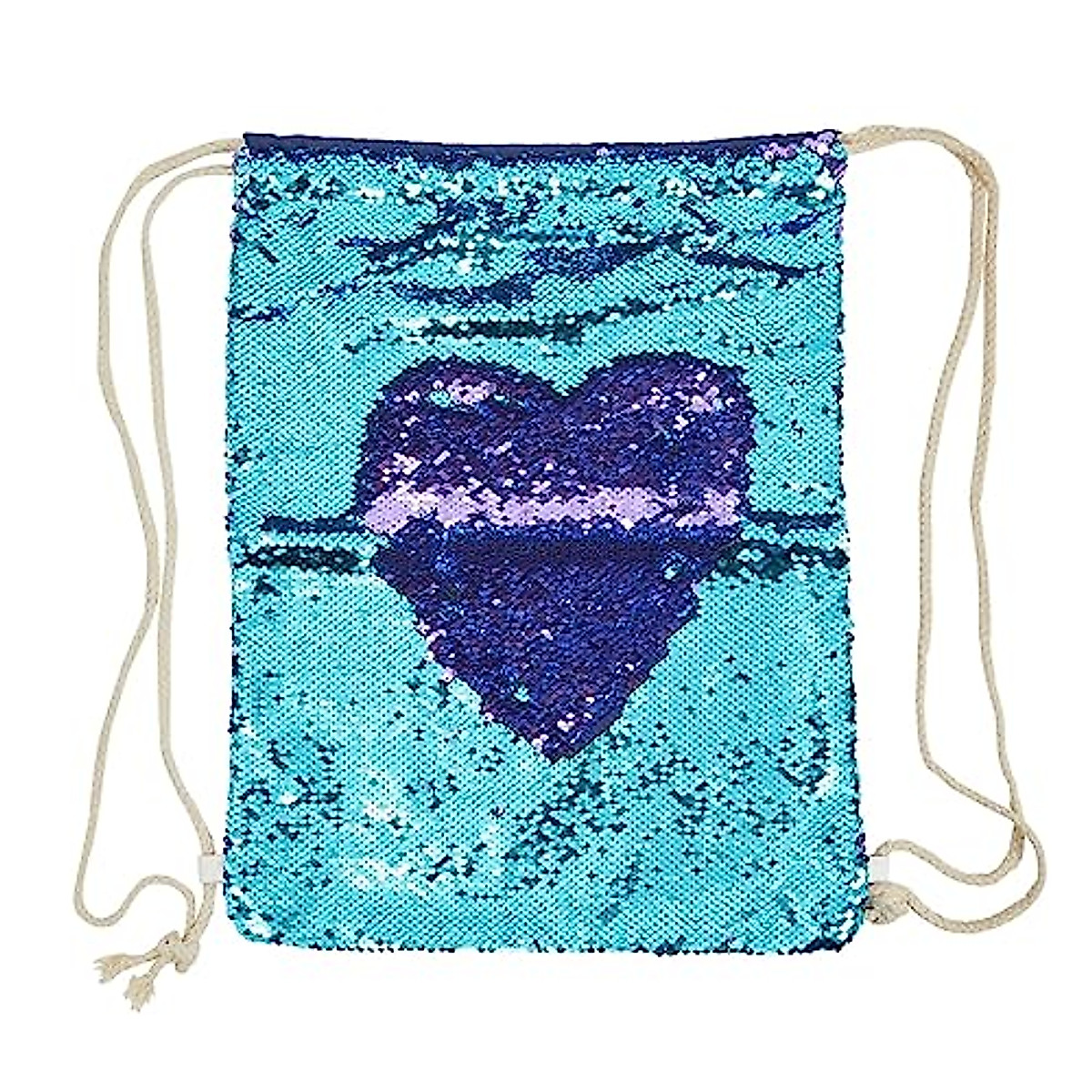 Juvale Mermaid Sequin Drawstring Backpack for Women, Reversible (12 x 16 In)