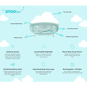 Happiest Baby SNOObie Smart White Noise Machine - Portable Baby Sound Machine with Night Light - 12 Soothing Sounds for Sleep Training, Teal