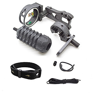 SAS Archery Essential Accessory Upgrade Combo 5-pin Bow Sight, Arrow Rest, Stabilizer, Braided Bow Sling, Peep Sight - Black
