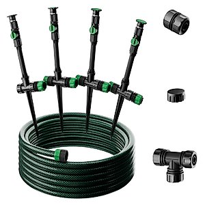 RESTMO Flexible Sprinkler System, Above Ground DIY Irrigation Kit, Multi-Adjustable Lawn Sprinkler Set, Ideal for Plant and Flower Bed Watering, 50ft Garden Hose Included