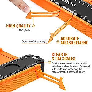 dodowin Contour Gauge Profile Tools, Gifts for Men Husband Dad Him, Outline Shape Duplicator Woodworking Tools for Flooring Tile Laying Carpet, Anniversary Birthday ldea, Home Gadget (10 Inch+5 Inch)