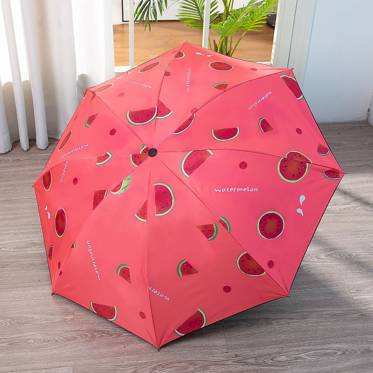 BUDINOQUE Watermelon Series Automatic Folding Umbrella, Compact Umbrella for Rain and Sun, Lightweight Windproof Umbrella, Portable Travel Umbrella for Women Girls Kids