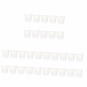 Cabilock 30 Pcs Transparent Small Barrel Take- Out Container Mini Clear Bucket Food Storage Containers Containers with Ice Storage Bucket with Lid Plastic Refrigerator Dry Food Pp
