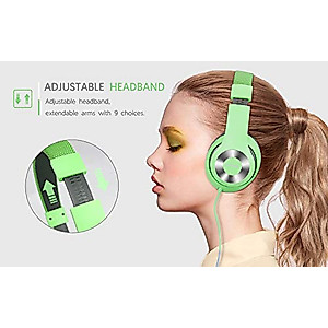 AUSDOM Lightweight Over-Ear Wired HiFi Stereo Headphones with Built-in Mic Comfortable Leather Earphones Noise Isolating Adjustable Deep Bass for iPhone iPod iPad Macbook MP3 Smartphones Laptop- Green