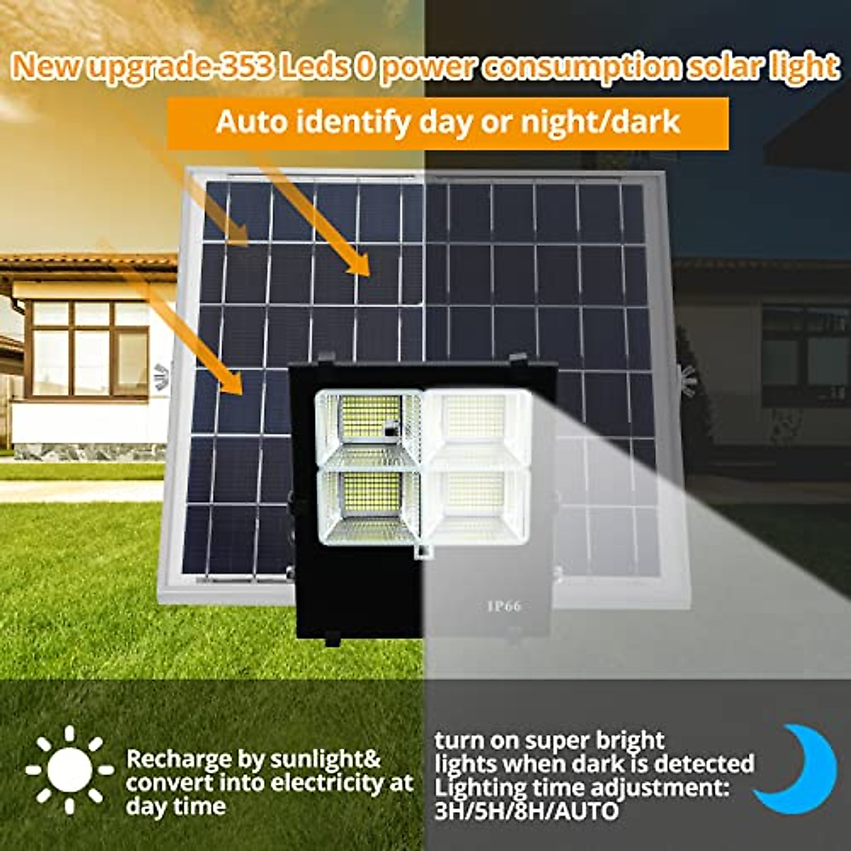 LVEMIZ 500W Solar Flood Lights Outdoor 1109 LEDs 40000LM Auto Dusk to Dawn with Remote IP66 Waterproof Perfect for Yard,Garden,Pathway,Basketball Court,Barn