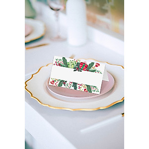 Place Cards for Christmas Party, Editable Name Place Cards, Seating Place Cards for Tables, Tent Style Cards for Wedding, Dinner Party or Any Occasion, Easy Folding, Pack of 25 Escort Cards(A02)