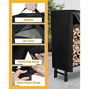 GASPRO 4FT Firewood Rack Outdoor with Cover, Includes Thickened & Widened Rungs, Heavy Duty Log Rack Wood Holder, Easy to Assemble