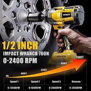 Impact Wrench for De-Walt 20V MAX Battery: 1/2 Inch Hog Ring Impact Driver High Torque - 600 Ft-lbs Cordless Impact Gun - Brushless Motor with LED Light And Blet Clip - Tool Only