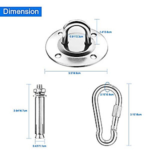 HIAWMULN Hammock Hanging Kit, 1000 LB Capacity Heavy Duty Swing Durable Hammock Hooks, Hook for Hammock Chair, Hammock Straps, Indoor Swing, Sensory Swing, Sandbag, Yoga, Gym