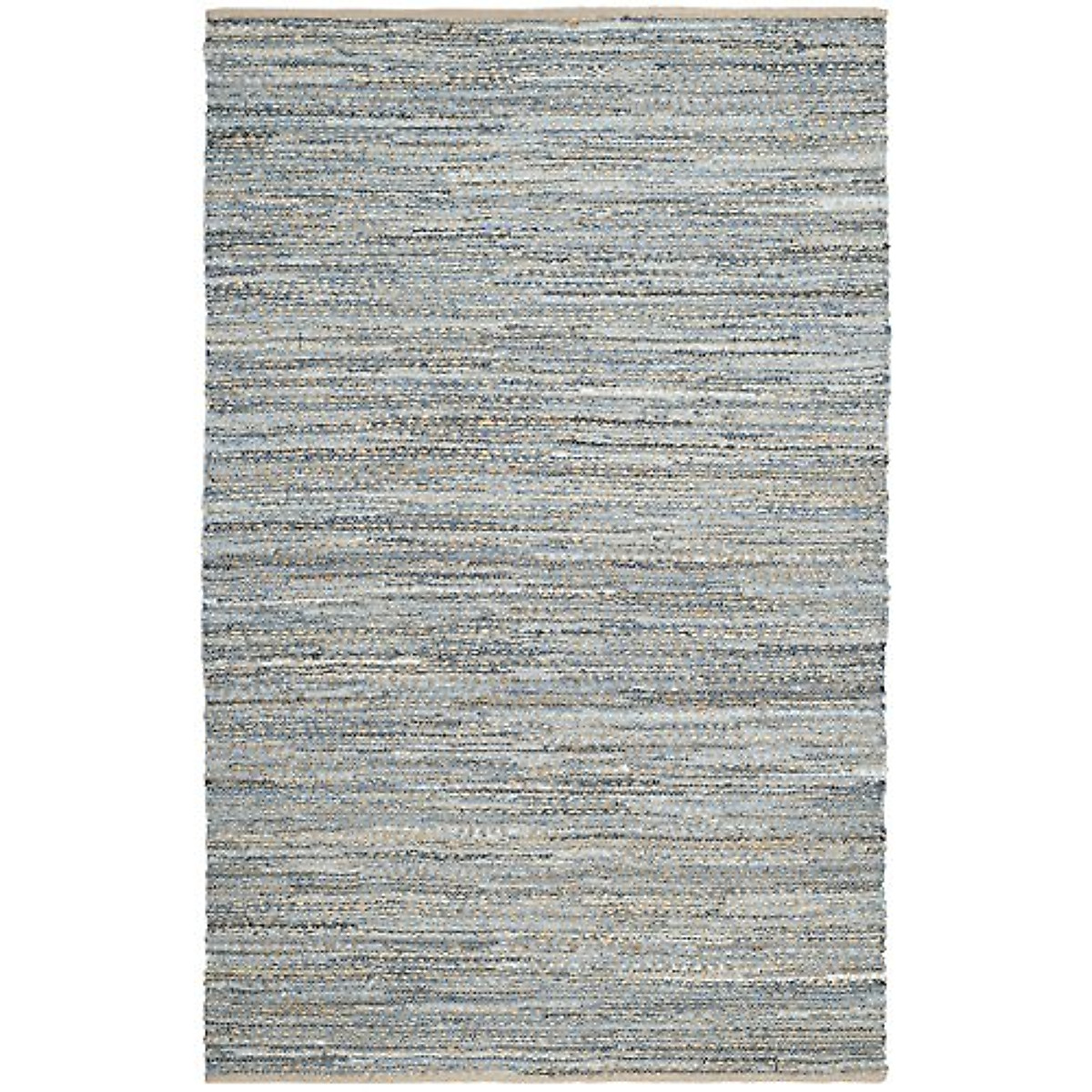 SAFAVIEH Cape Cod Collection 4' x 6' Natural / Blue CAP350A Handmade Flatweave Coastal Braided Jute Area Rug