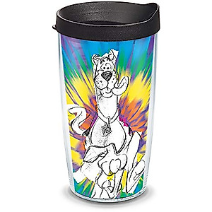 Tervis 1336992 Warner Brothers - Scooby-Doo Insulated Tumbler with Wrap and Black Lid, 16oz, Clear