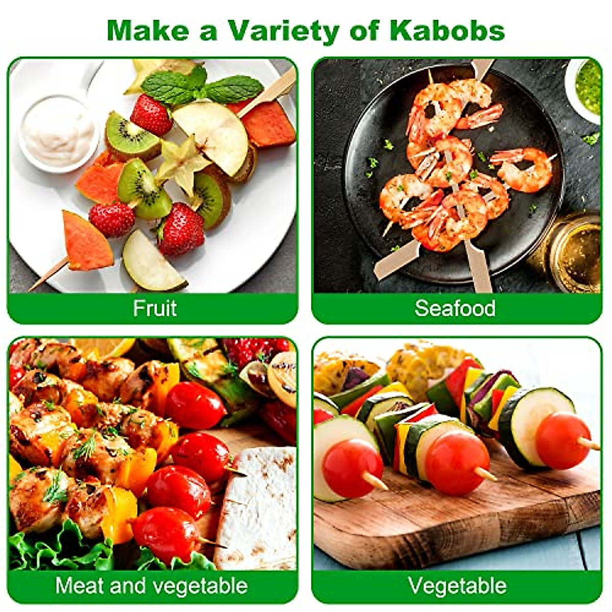 300 Pcs Bamboo Skewers, Cocktail Skewers, for Appetizers, BBQ,Fruit Kabobs,Sandwich.