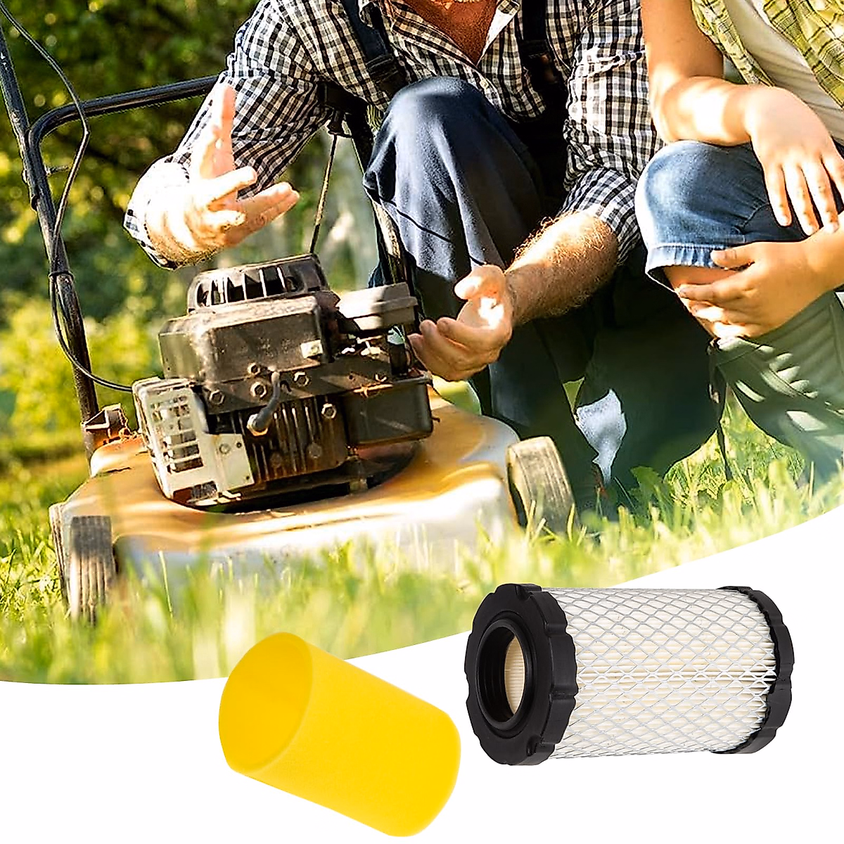 DemJamr 2 Pack 796031 Air Filter with 797704 Pre Filter Replaces for BS 992376 590825 591334 594201 Air Cleaner, Compatible with JD MIU14395 MIU13038 MIU13963 GY21435 Lawn Mower.