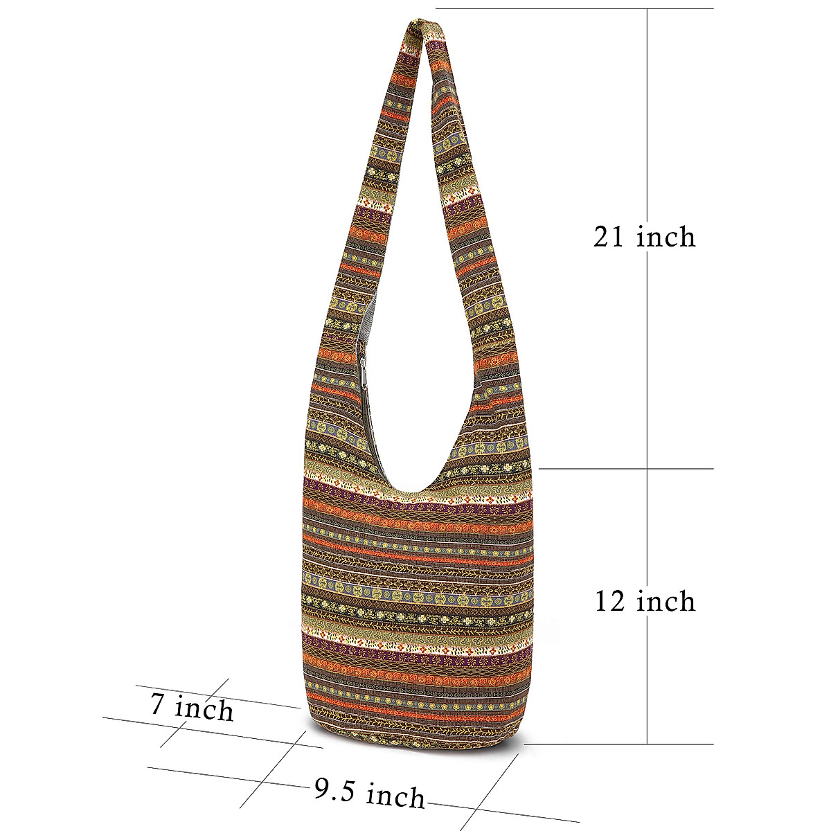 Women Shoulder Handbags Fashion canvas Hippie Crossbody Bags Bohemian Animal Prints Hobo Bags (Green-Orange)