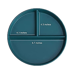 YBOBK HOME Portion Control Plate For Adults Weight Loss, Round Bariatric Portion Control Plate, Reusable Plastic Divided Plate With 3 Compartments, Dishwasher & Microwave Safe (Green 2 Pcs)