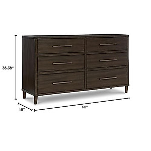 Signature Design by Ashley Wittland Mid-Century Modern 6 Drawer Dresser, Dark Brown