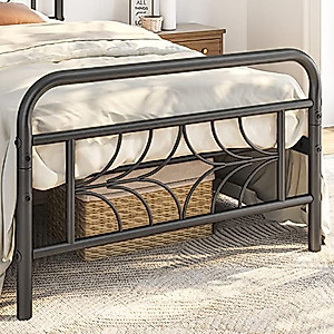 Yaheetech Twin Size Bed Frame Metal Platform Bed with Sparkling Star-Inspired Design Headboard, 13 Inch Underbed Storage, No Box Spring Needed, Easy Assembly, Modern, Black