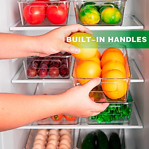 HOMER Set Of 14 Clear Plastic Refrigerator Organizer Bins and Fridge Storage Bins, Fridge Storage Containers, Perfect for Fridge Organizer, Kitchen Storage, and Cabin Organizer