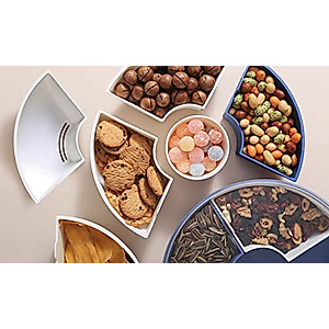 XKXKKE Divided Serving Dishes with Lid,Serving Bowls,Multifunctional Party Snack Tray for Fruits,Nuts,Candies,Crackers,Veggies Blue