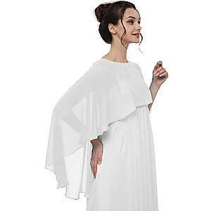 Pukguro Sheer Shawls and Wraps for Evening Dresses Chiffon Capes for Women Soft Wedding Cover Up White