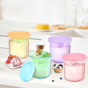 FIRJOY 16 oz. Containers | Extra Replacement Pints and Lids - Compatible with Ninja Creami NC301 NC300 NC299AMZ Series ONLY (4 Pack - Purple, Pink, Green, Yellow)