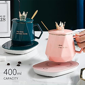 Coffee Warmer for Desk, with Mug Set. Cup Warmer Tea Warmer, Electric Beverage Warmer, Drink Warmer for Cocoa, Tea, Milk (Pink)