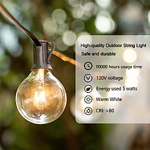 52FT Outdoor String Lights Connectable Patio Light with 5W Edison G40 Globe Bulbs 24 E12 Hanging Socket, 2700K Waterproof Cafe String Bistro Lighting for Party Porch Backyard Balcony Deck Garden Decor